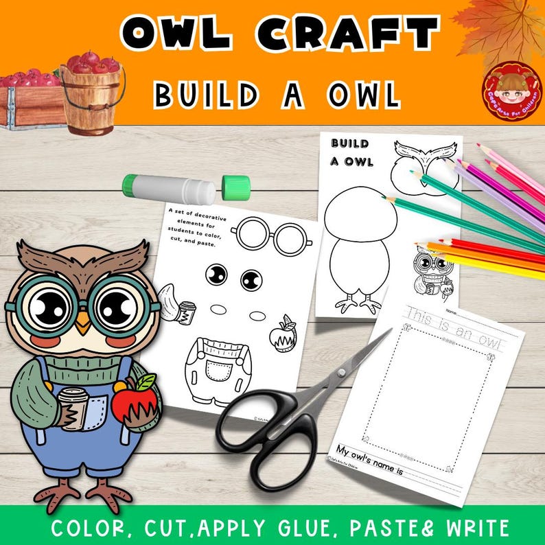 Owl Craft Activity: Fine Motor Skills, Fall & Spring Project (PDF ...