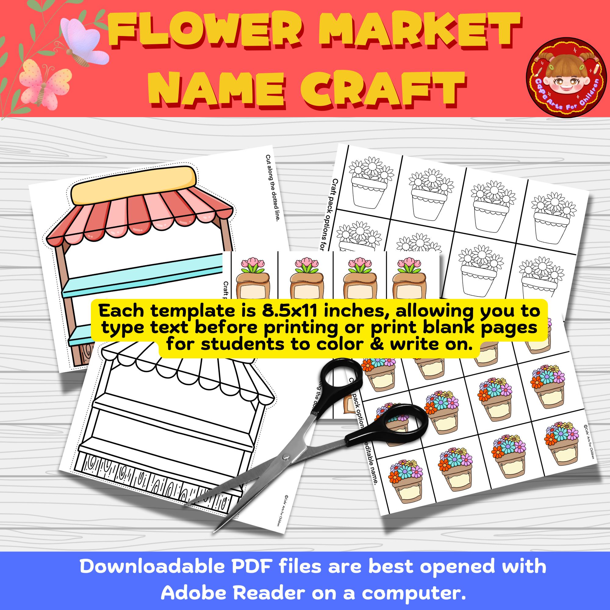 Flower Market Name Craft Kit: Spring Classroom Activity (PDF & PNG) - Etsy