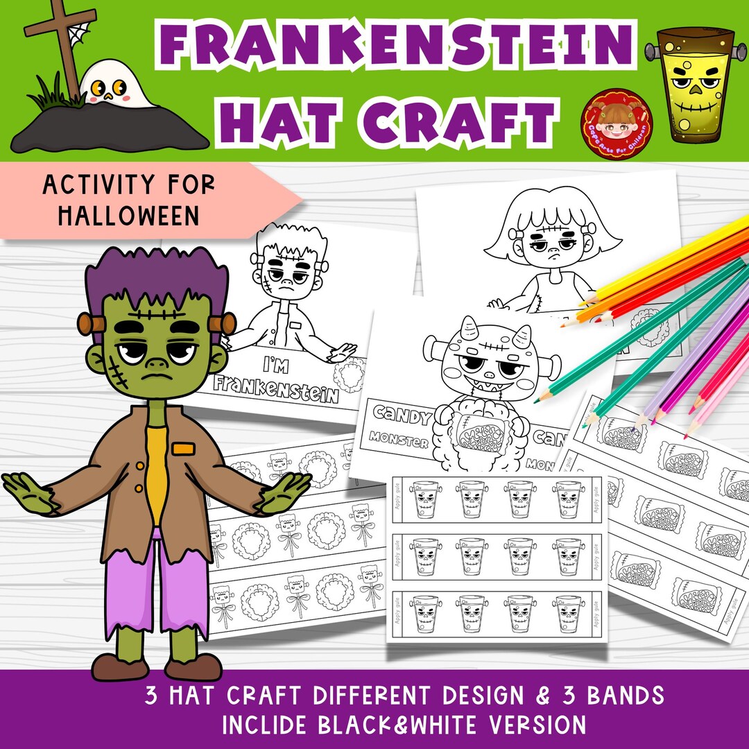 Frankenstein Hat Craft Printable | Kids Halloween Costume (digital ...