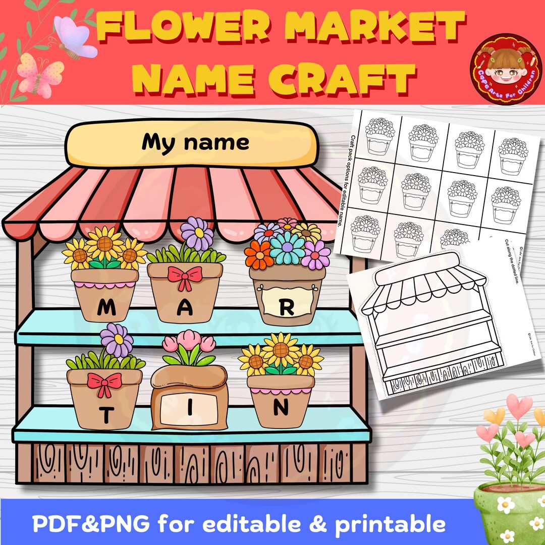 Flower Market Name Craft Kit: Spring Classroom Activity (PDF & PNG) - Etsy