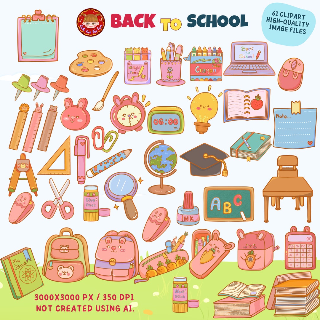 Back to School Clipart, Shool PNG, Teachers Graphics, School Supplies ...