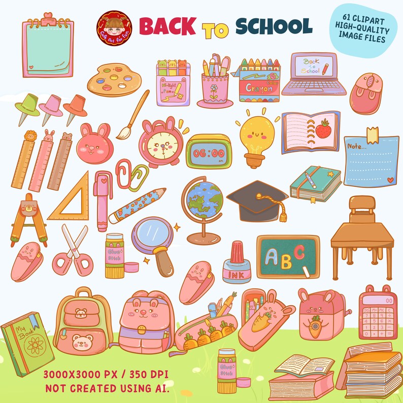 Back to School Clipart, Shool PNG, Teachers Graphics, School Supplies ...