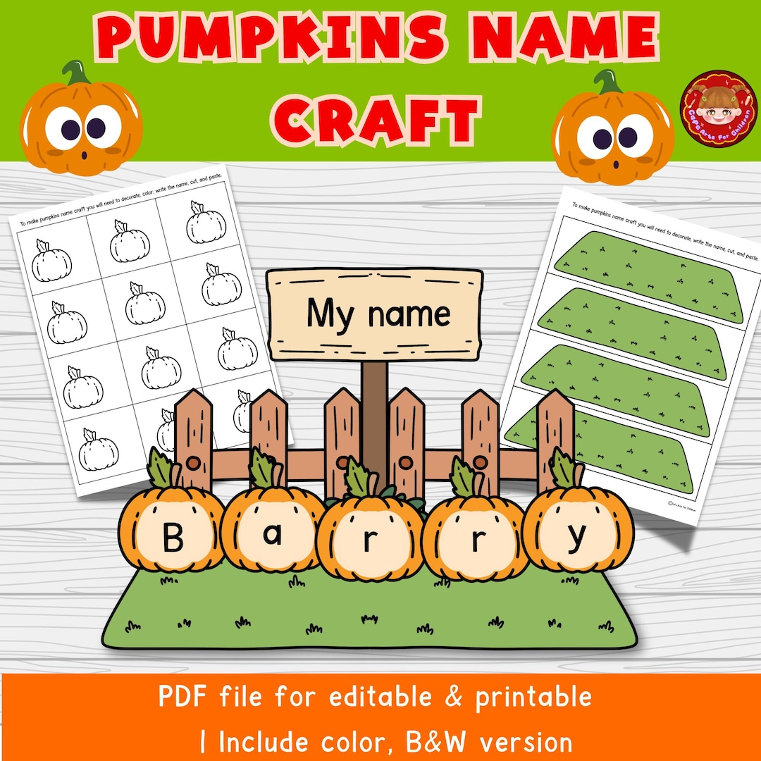 Editable Pumpkin Name Craft: Fall Classroom Activity (PDF File, 8.5x11 ...