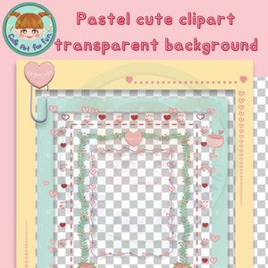 Pastel Cute Clipart Border, Heart Clipart Frames for DIY Card, Baby ...