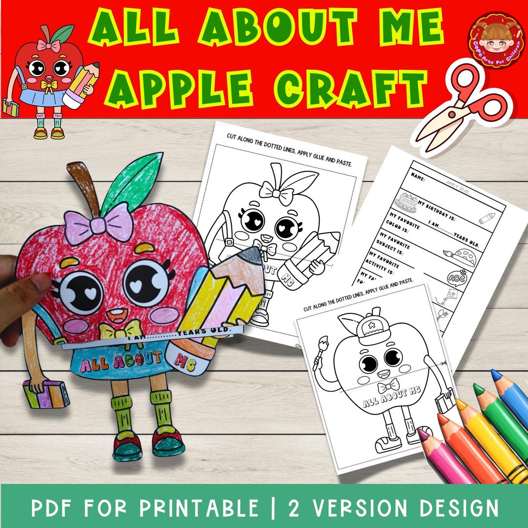 All About Me Apple Craft: Back to School Activity (printable Download ...