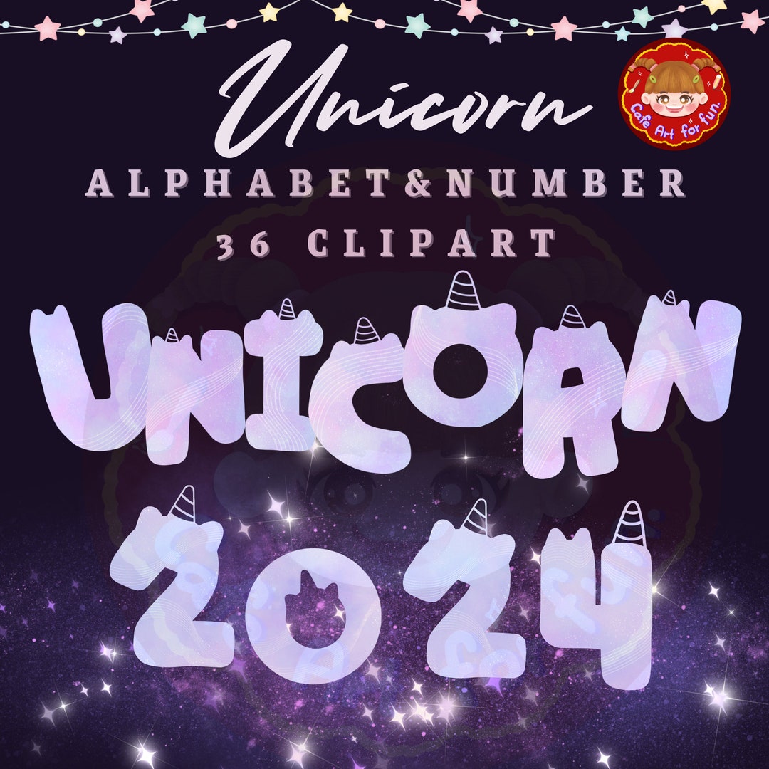 Pastel Watercolor Alphabet Clipart, Unicorn Letter PNG. Font, Number ...