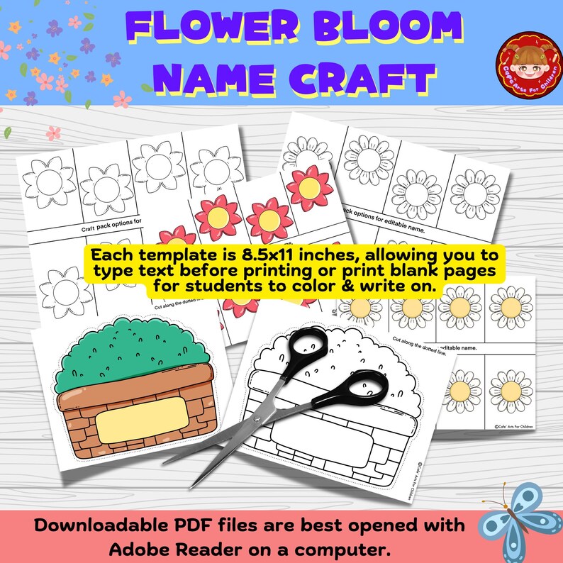 Flower Bloom Name Craft: Spring Floral Letter Sign (editable PDF) - Etsy