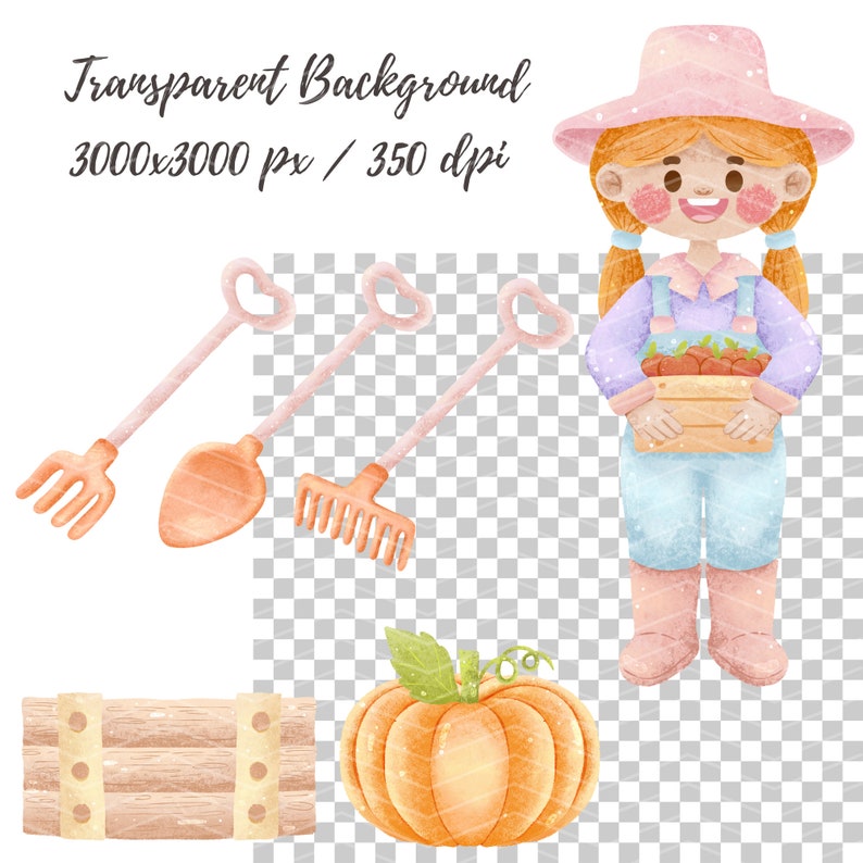 Cute Farm Animals Clipart, Farm Watercolor PNG. Digital Clipart, Happy ...