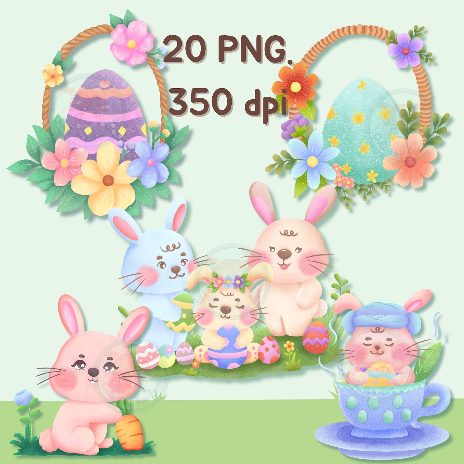 Easter Clipart Bundle, Easter Egg, Bunny Characters, Chicken Baby ...