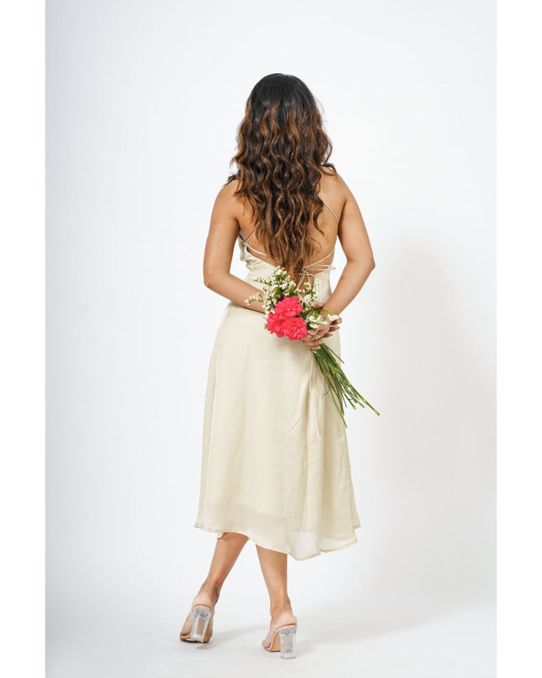 Bohemian Backless Silk Slip Dress in Grey Colour. Open Back - Etsy