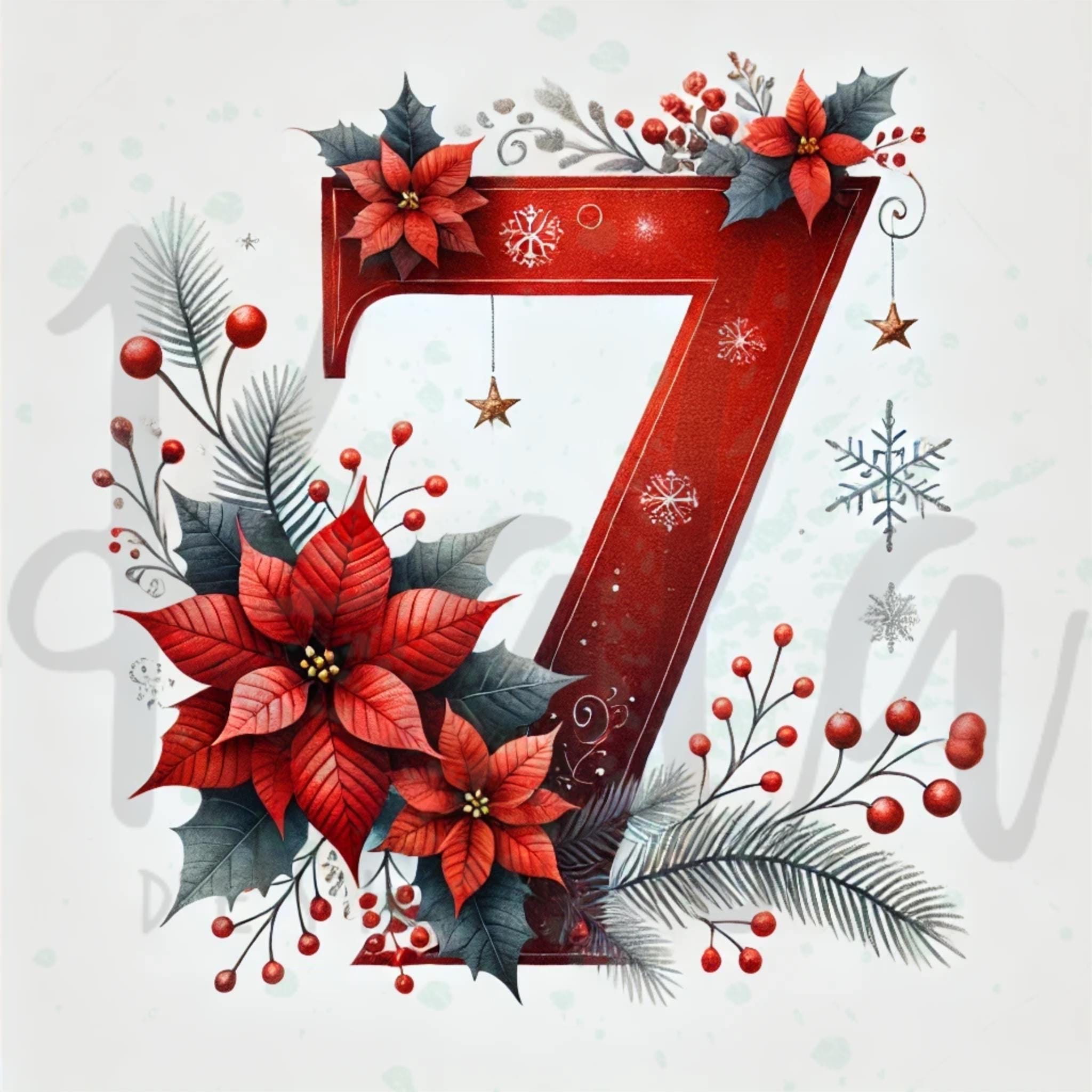 Pack of Christmas Numbers From 0 to 9 Digital Download Christmas Floral ...