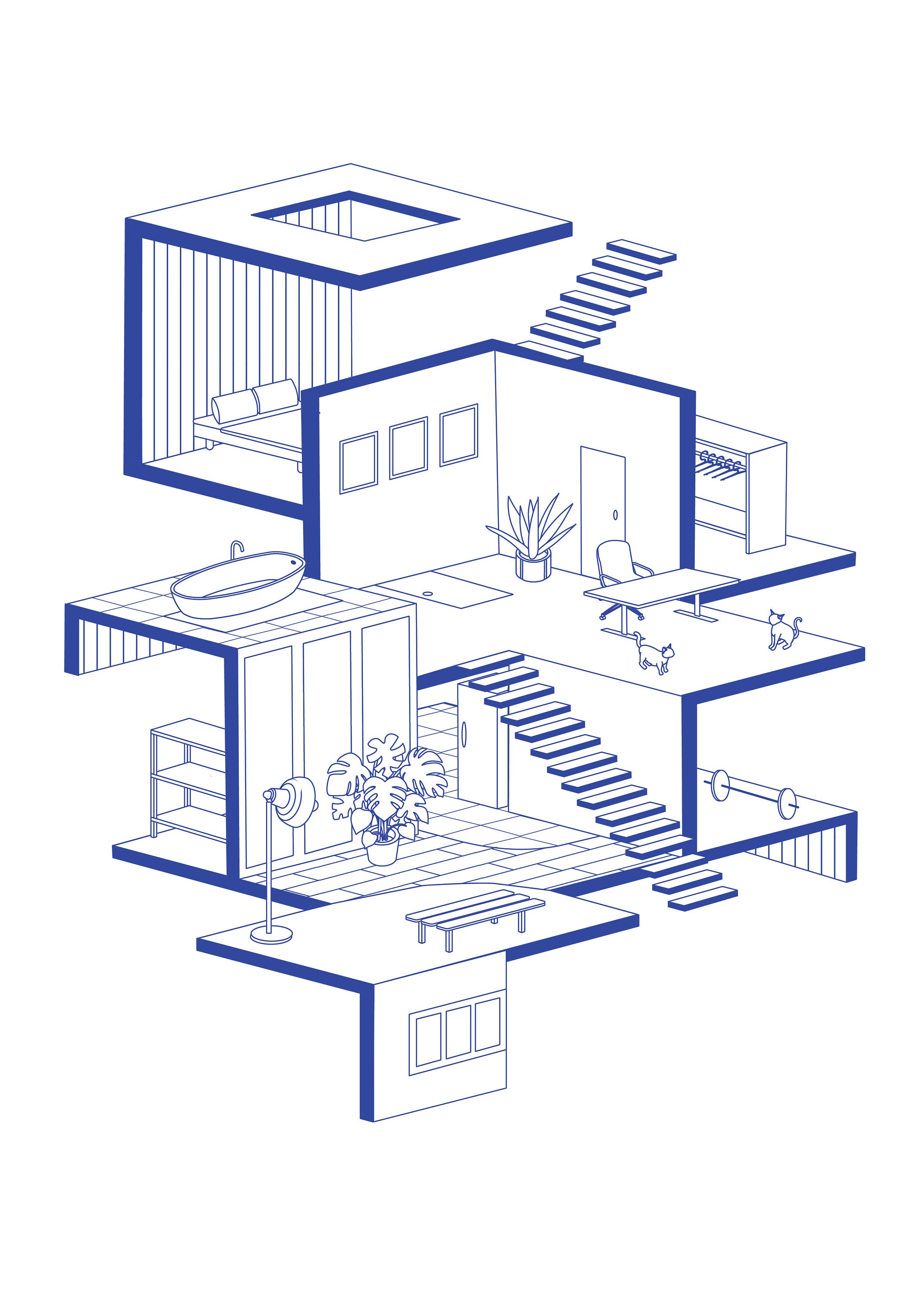 Deconstructed Isometric Drawing of Your Home - Etsy