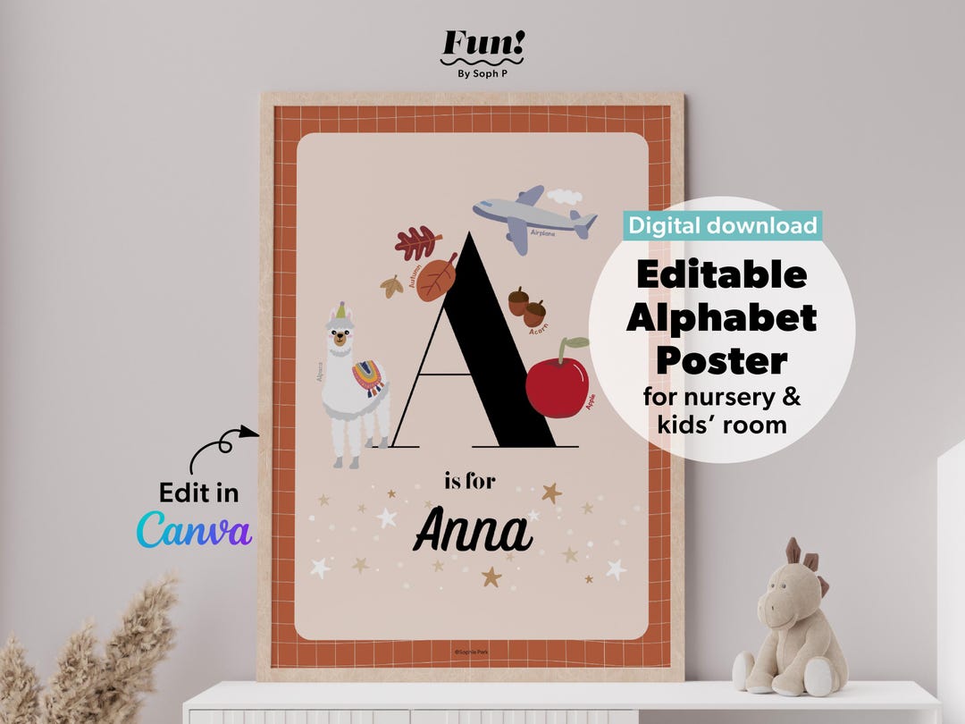 Personalised Nursery Alphabet Poster, Nursery Print, Letter Poster ...