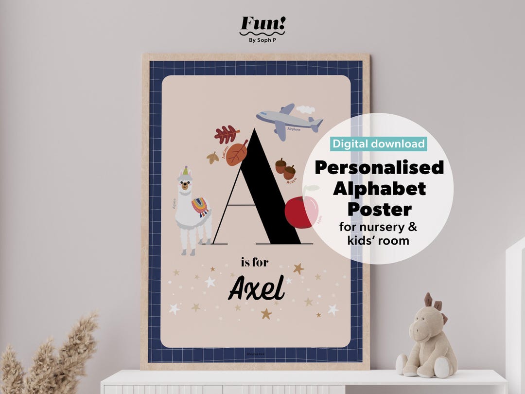 Personalised Nursery Alphabet Poster, Nursery Print, Letter Poster ...