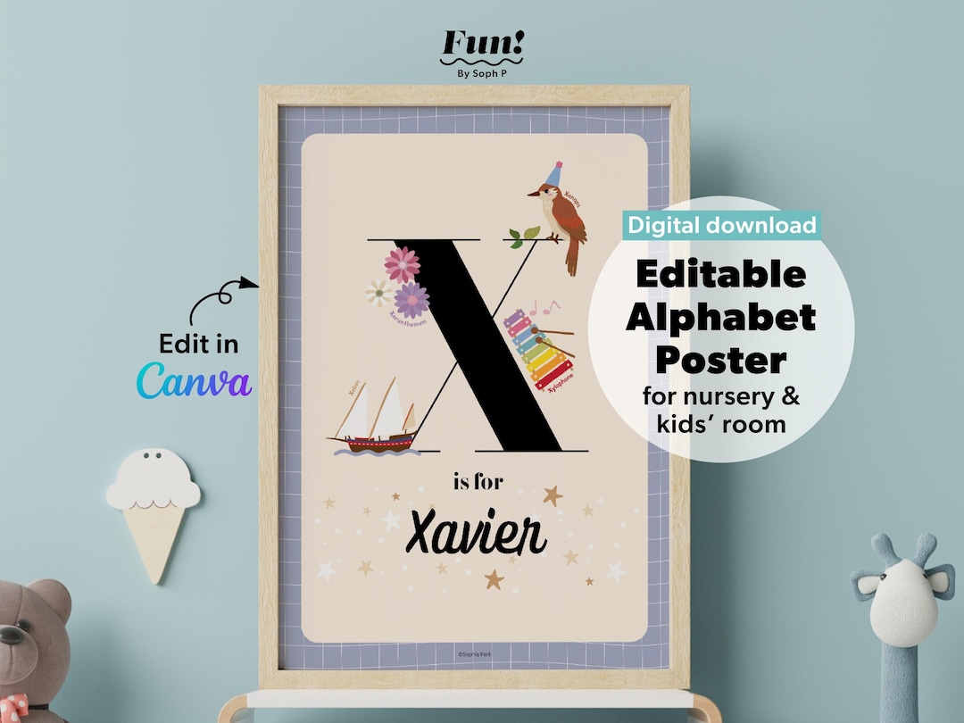 Personalised Nursery Alphabet Poster, Nursery Print, Letter Poster ...