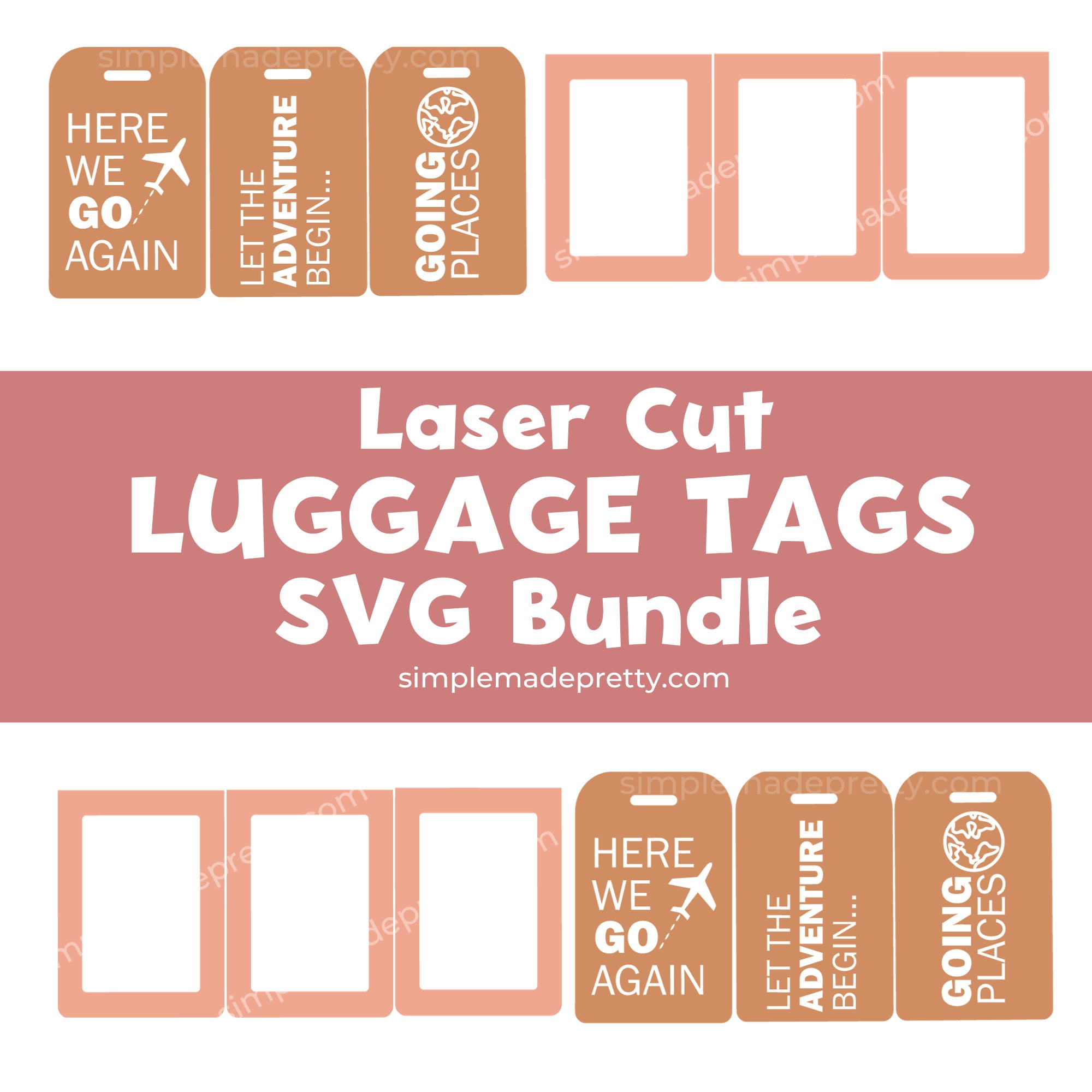 Laser Cut Luggage Tags SVG PNG Bundle Laser Svg Luggage - Etsy