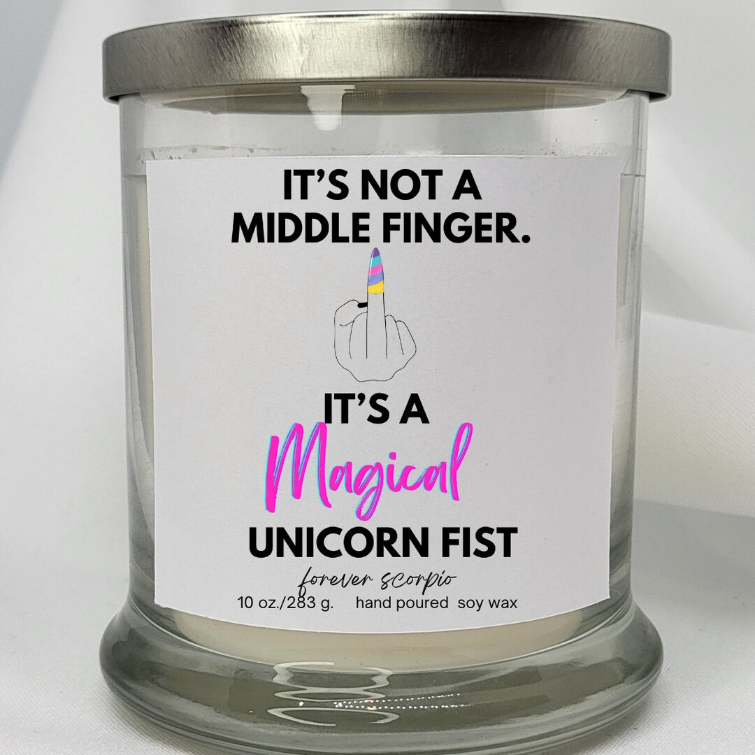 Middle Finger, Candle for Friend, Unicorn Lover Gift, Adult Humor Gift ...
