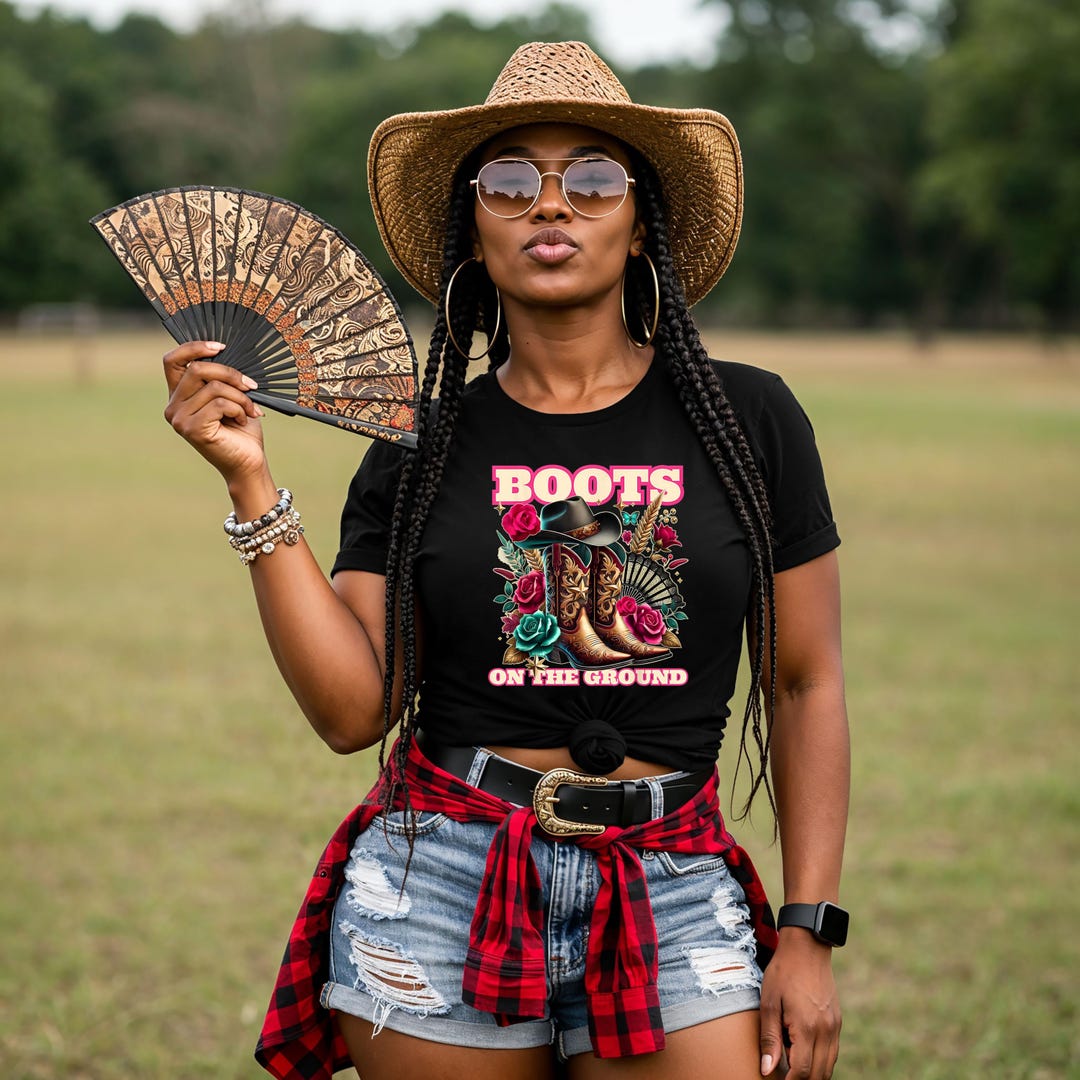 Boots on the Ground Black Cowgirl T-shirt, Trail Ride Shirt, Where Them ...