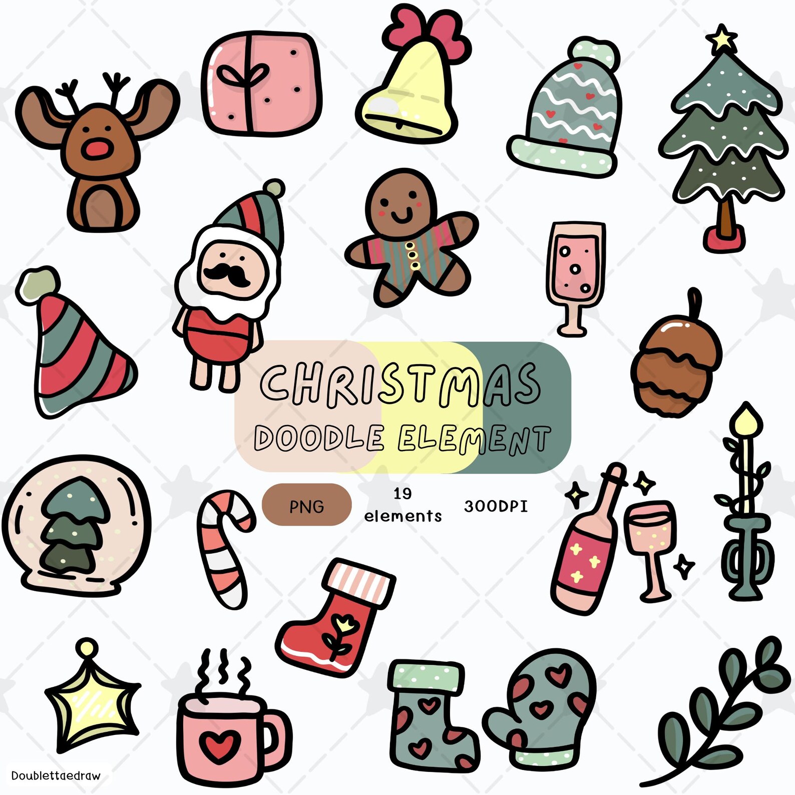 Whimsical Christmas Doodles - Instant Download Clipart and Stickers - Etsy