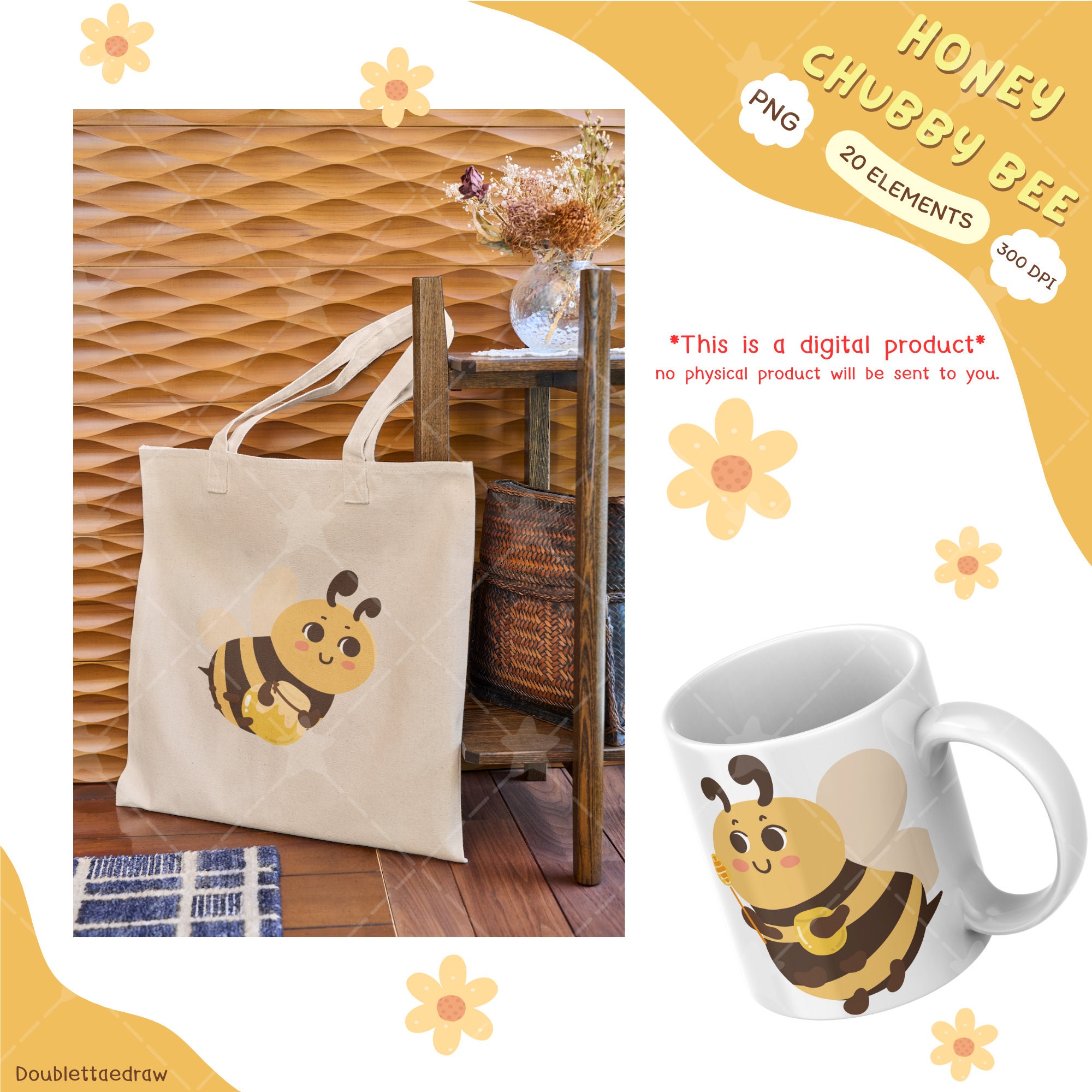 Honey Bee, Chubby Bee PNG, Digital Stickers Clipart, Digital Download ...