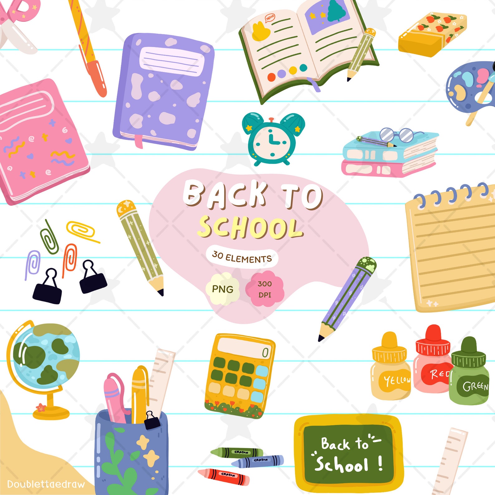 School Days : Back to School Clipart Png, Digital Stickers Clipart ...