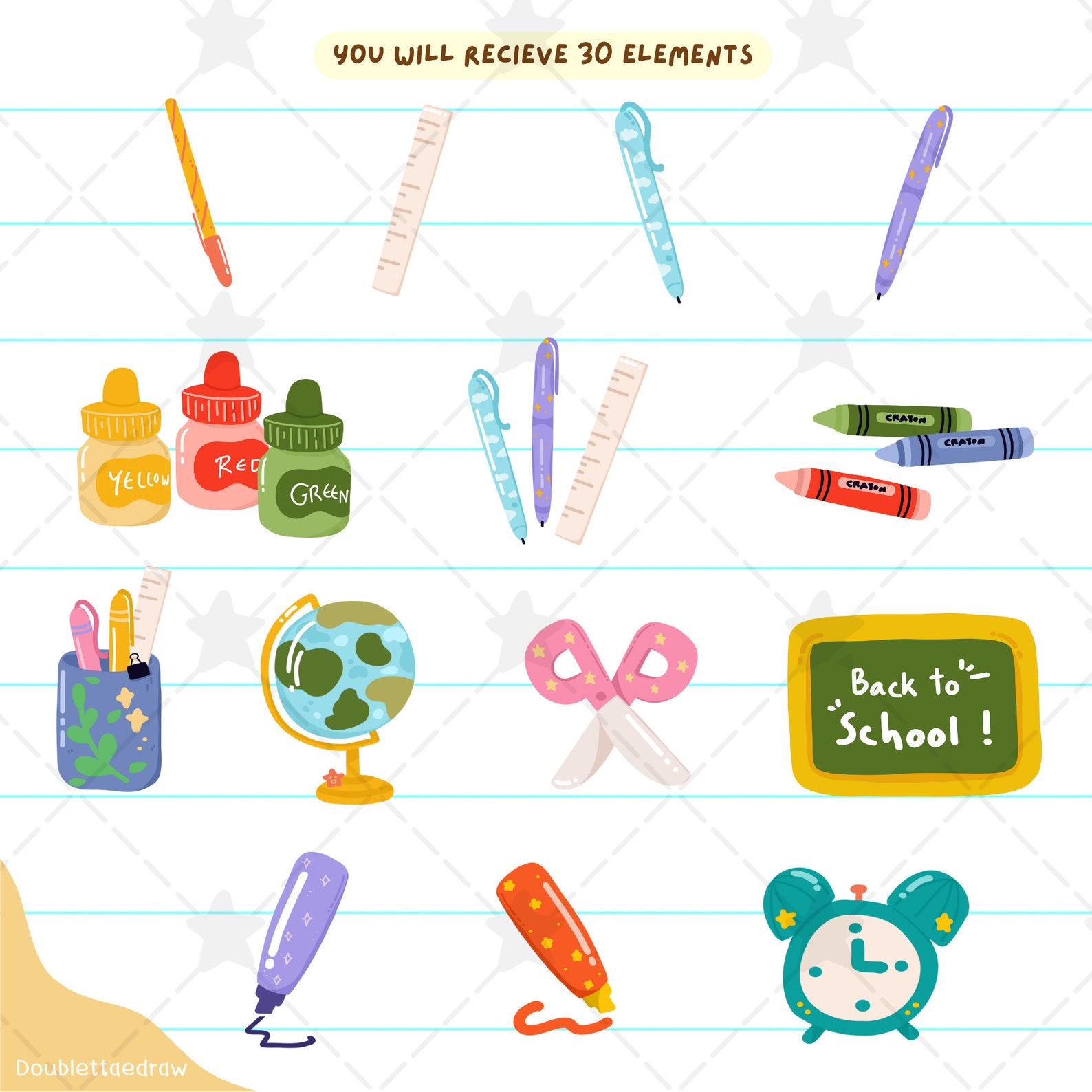 School Days : Back to School Clipart Png, Digital Stickers Clipart ...