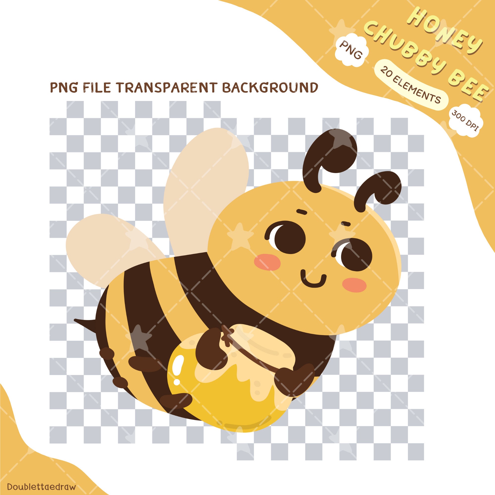 Honey Bee, Chubby Bee PNG, Digital Stickers Clipart, Digital Download ...