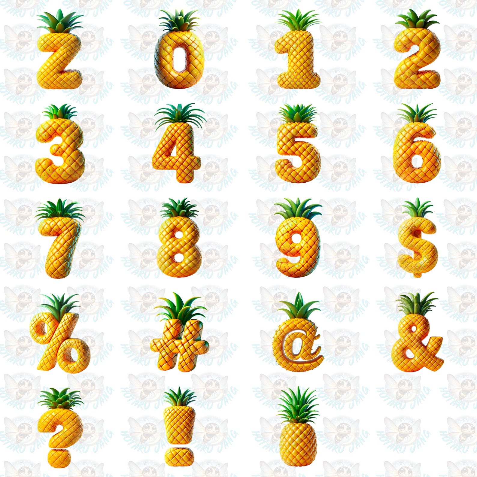 Pineapple Alphabet & Numbers, Fruit Alphabet, Summer, Fun, Kids Party ...