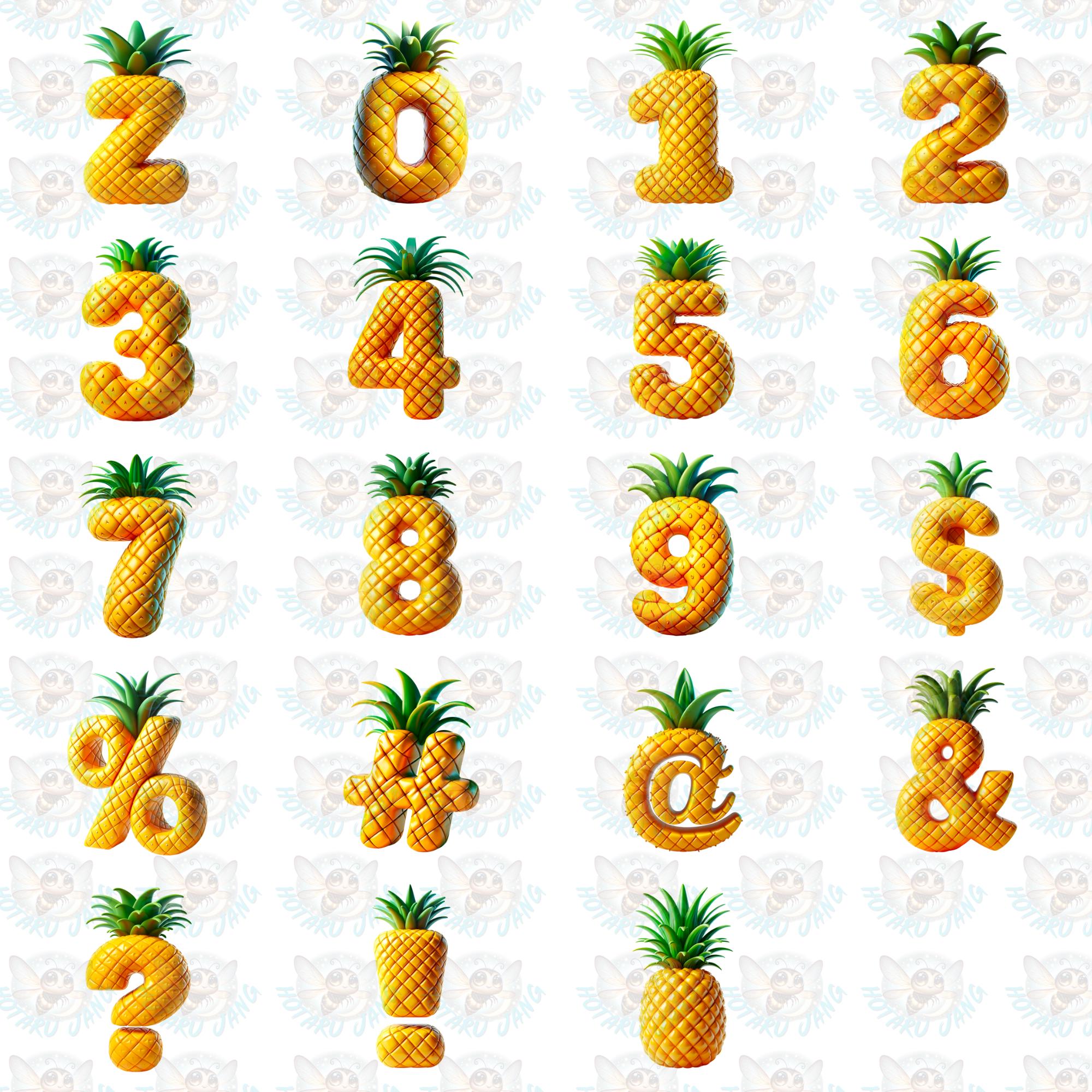 Pineapple Alphabet & Numbers, Fruit Alphabet, Summer, Fun, Kids Party ...