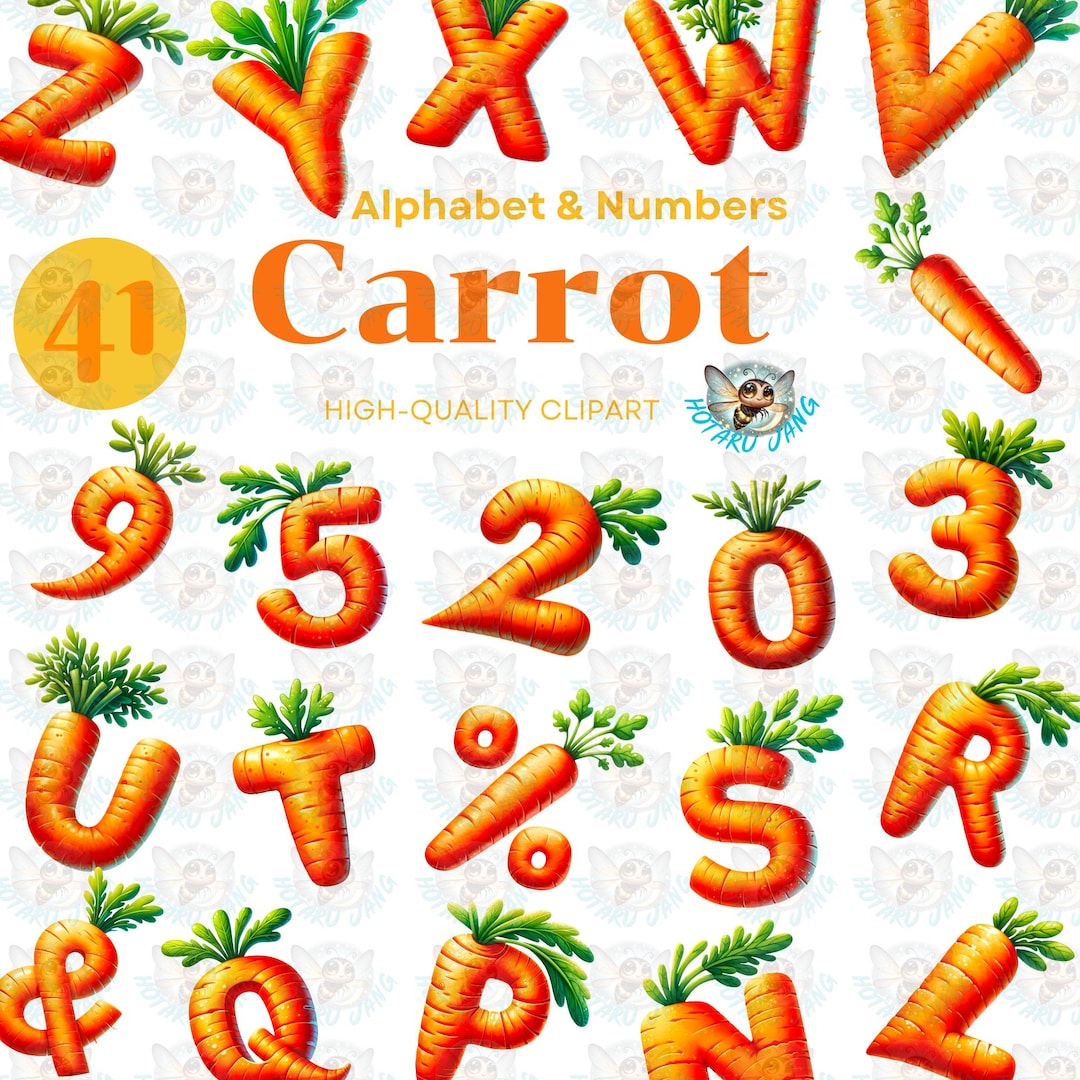 Carrot Alphabets & Numbers, Carrot Alphabet, Easter Alphabet, Easter ...