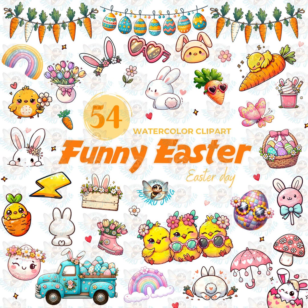 Funny Easter Clipart, Groovy Easter Clipart, Disco Chick, Pastel Easter ...