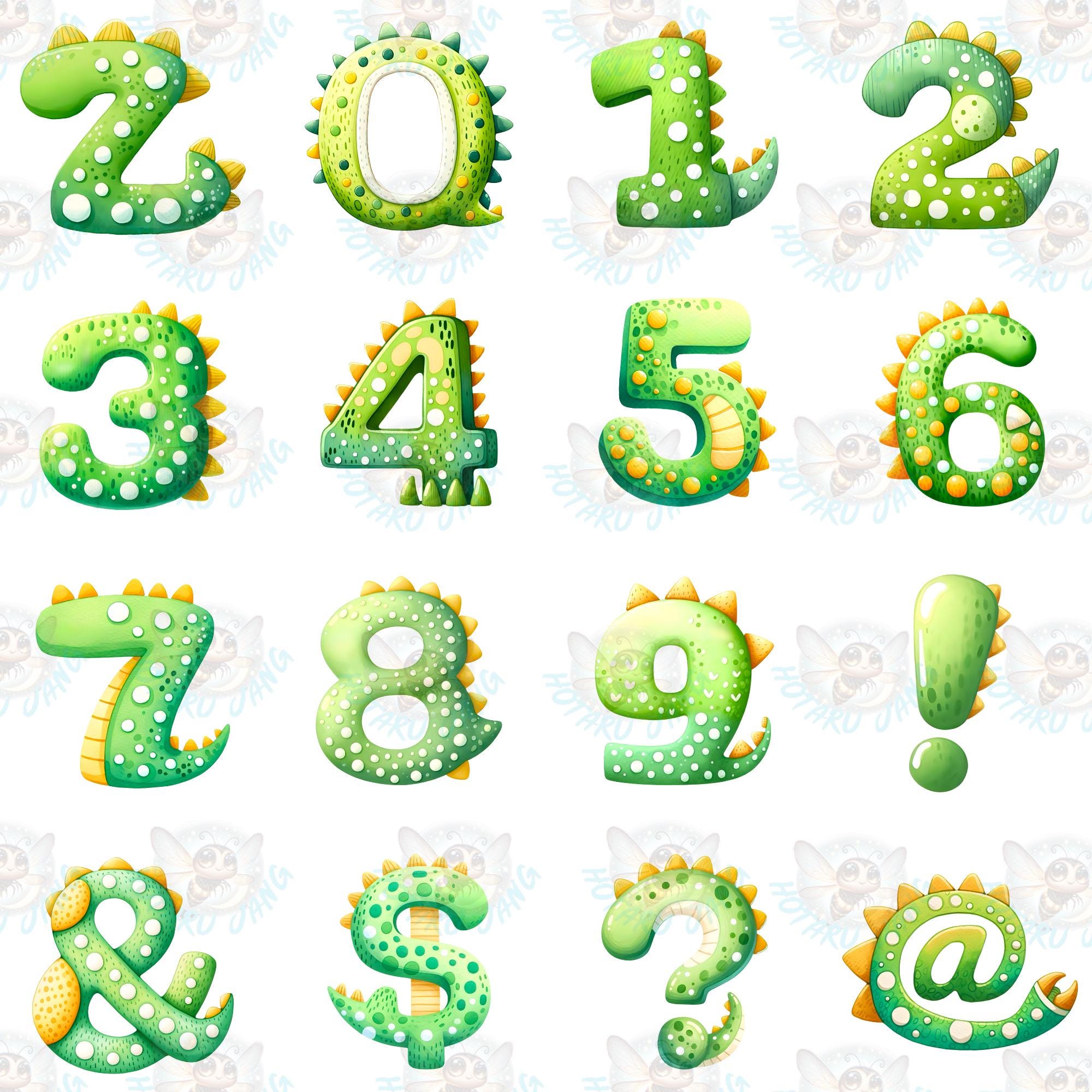 Watercolor Dinosaur Alphabet & Numbers Clipart (PNG) - Etsy