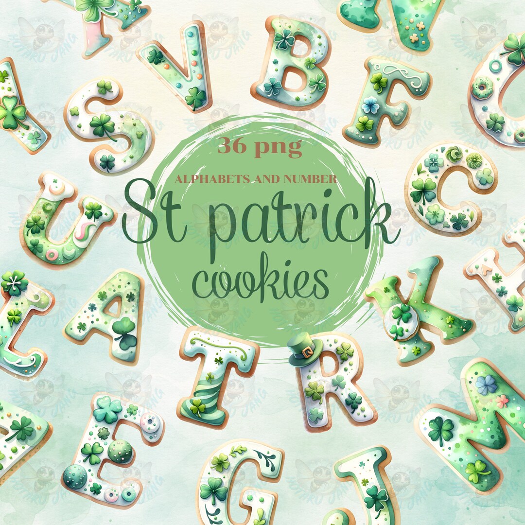 Cookies St Patricks Alphabet, St Patricks Day Font, Letter, Shamrock ...