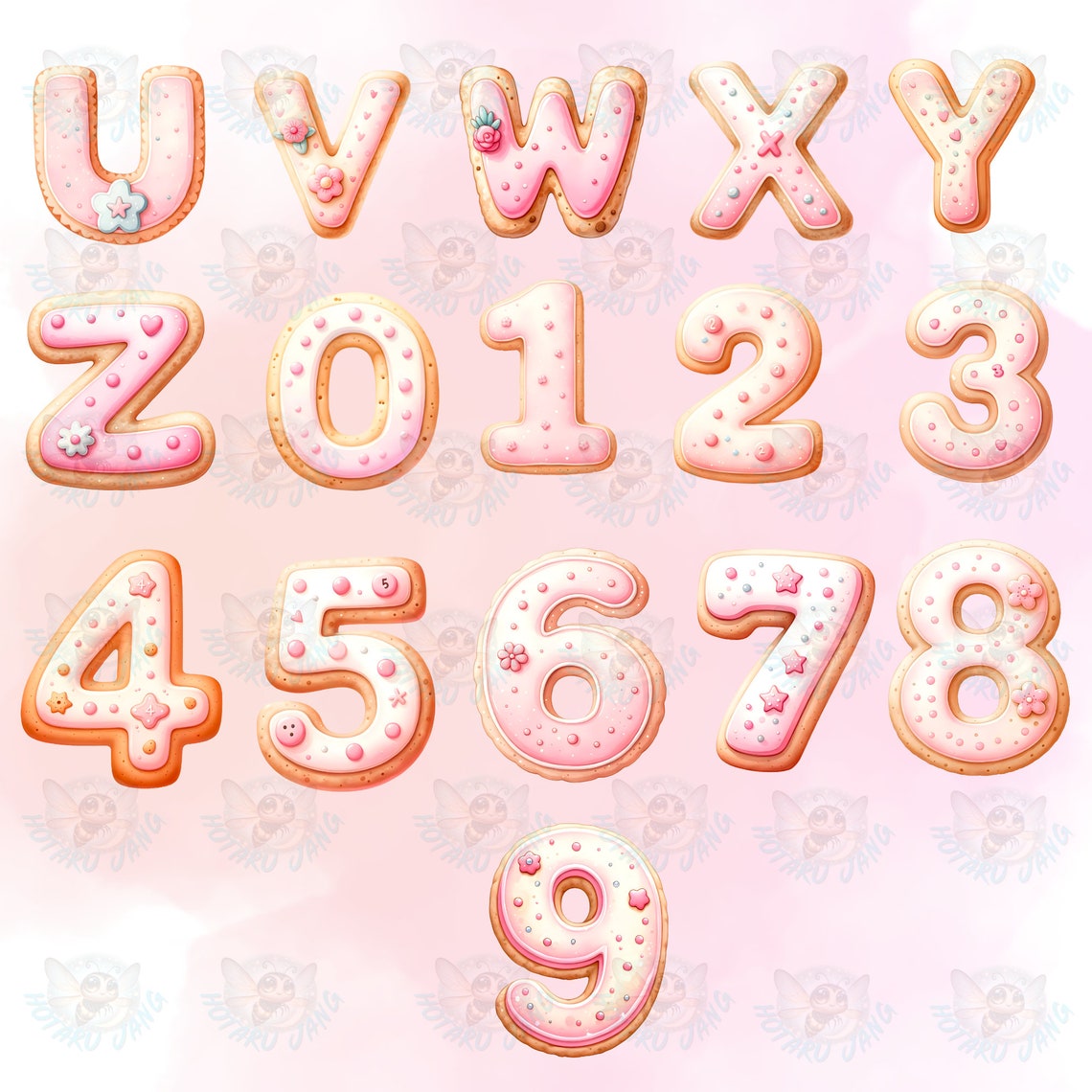 Baby Girl Cookies Alphabet and Number, Baby Girl Alphabet Clipart, Baby ...