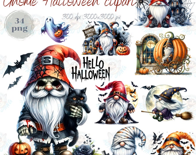Gnome Thanksgiving Clipart, Turkey, Pumpkin (35 PNG) - Etsy Canada