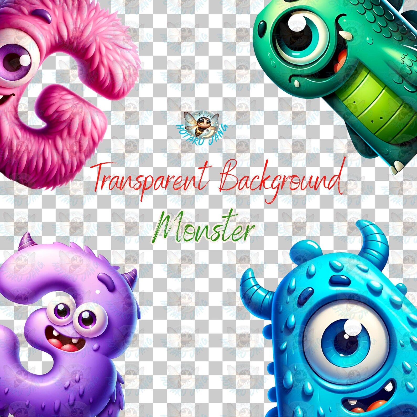 Monster Alphabet Clipart: Colorful Numbers & Letters (PNG) - Etsy