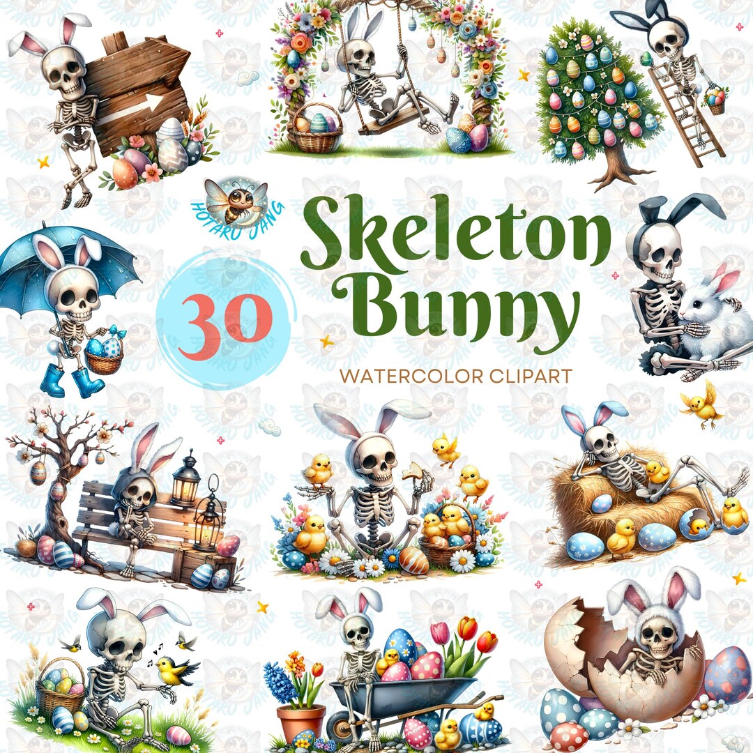 Skeleton Bunny Clipart, Skeleton Easter Png, Dancing Skeleton Png ...
