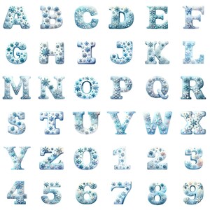 Snowflakes Alphabet & Numbers Letter Stickers Sheet Pack Planner ...