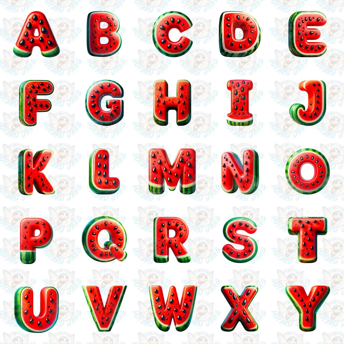 Watermelon Alphabet&numbers Clipart, Watermelon Letters Clipart, Party ...