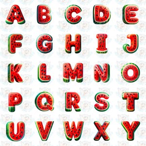 Watermelon Alphabet&numbers Clipart, Watermelon Letters Clipart, Party ...