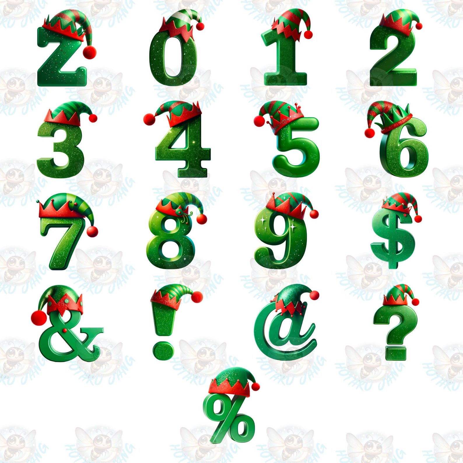Elf Alphabet & Numbers Clipart: Merry Christmas PNG Letters (digital ...