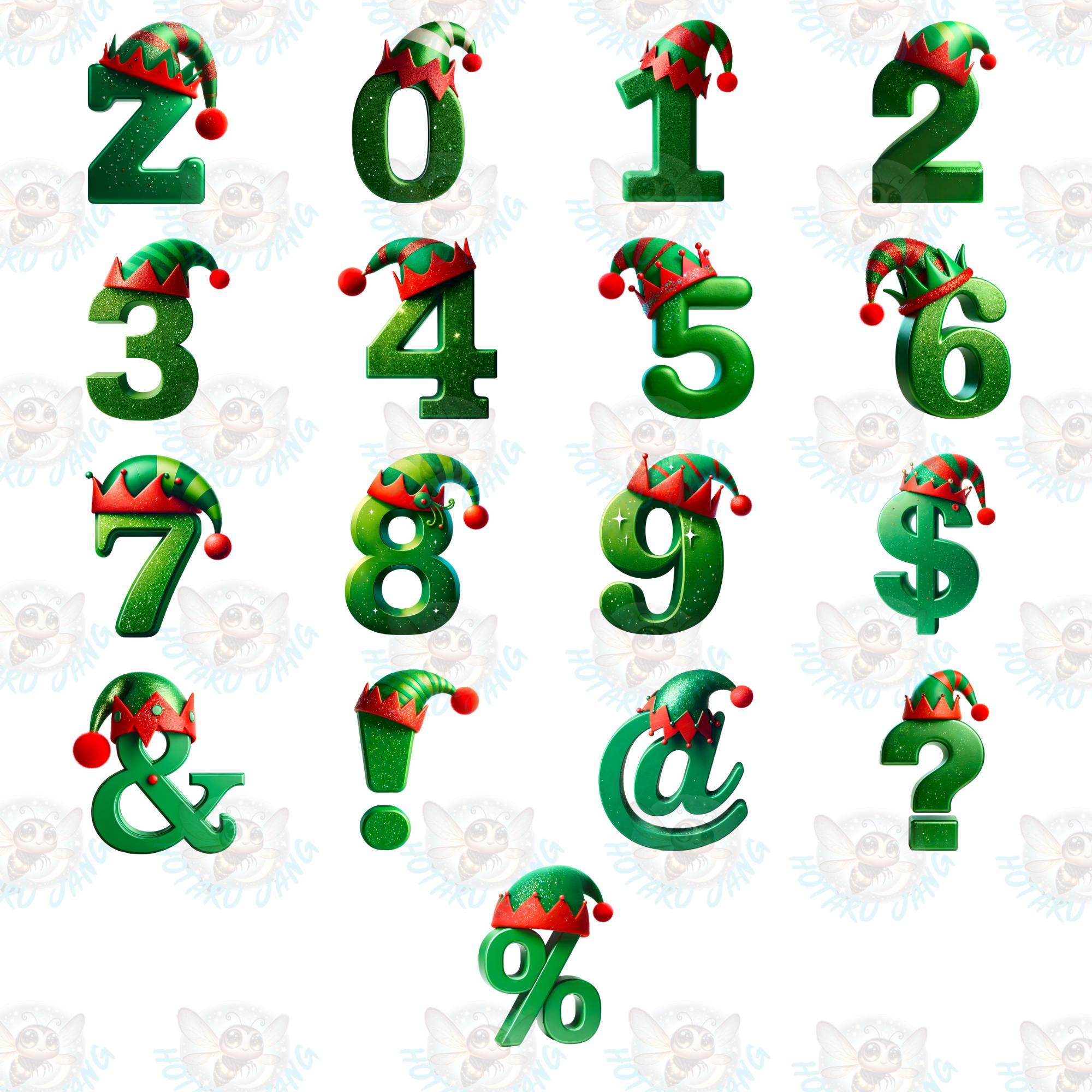 Elf Alphabet&numbers Clipart Merry Christmas Elf Christmas PNG Alphabet ...