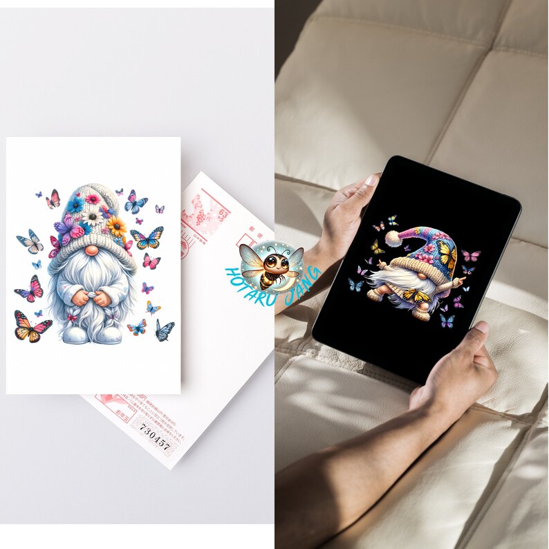 Watercolor Butterfly Gnome Clipart: Spring Floral PNG (3000x3000 Px ...