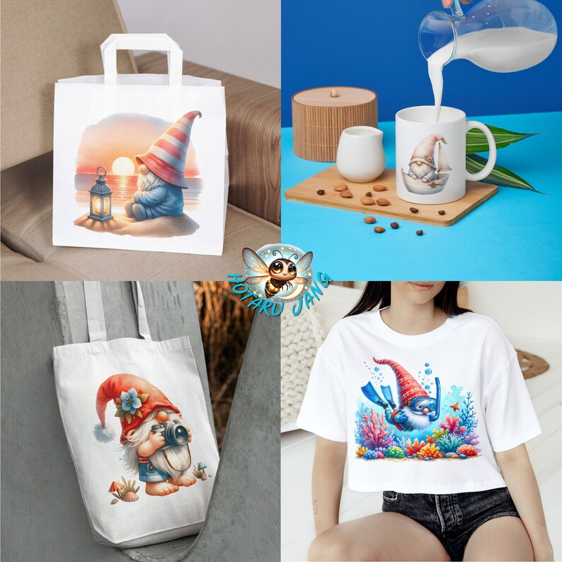 Summer Beach Gnome Watercolor Clipart Png, Sea Summer Gnome, Nature ...