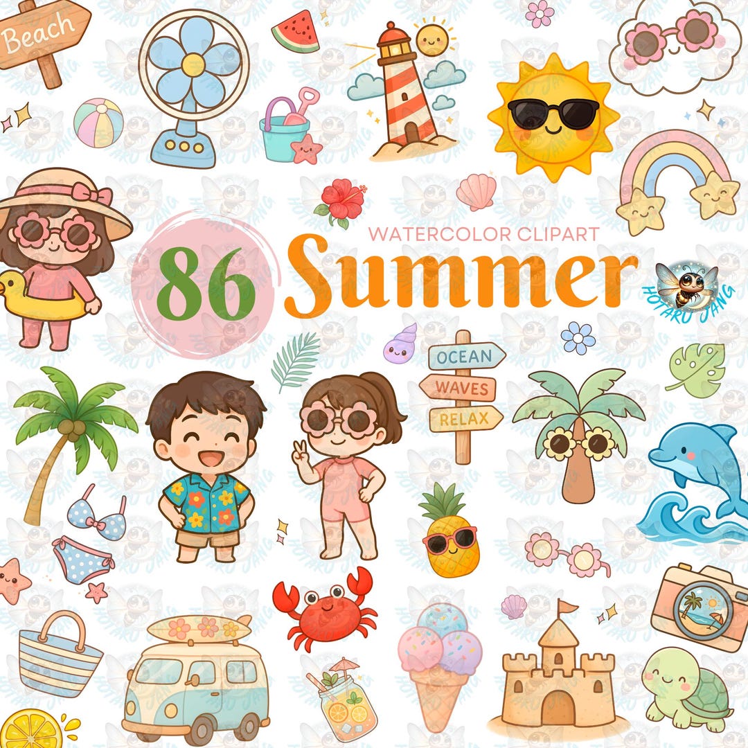 Summer Clipart, Beach Clipart, Cute Beach Kids, Summer Vacation ...