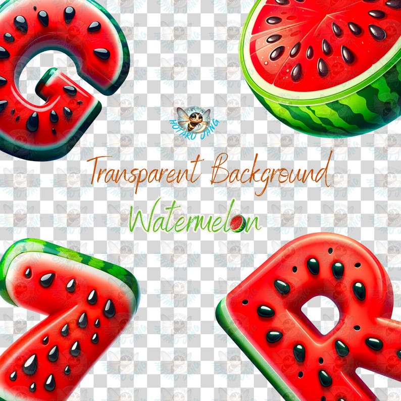 Watermelon Alphabet&numbers Clipart, Watermelon Letters Clipart, Party ...