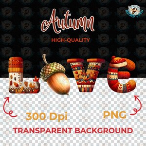 Watercolor Autumn Alphabet&numbers Clipart, Cozy Clipart, Autumn ...