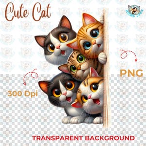 Cute Cat Clipart, Kitten Graphics, Happy Baby Animals, Printable ...
