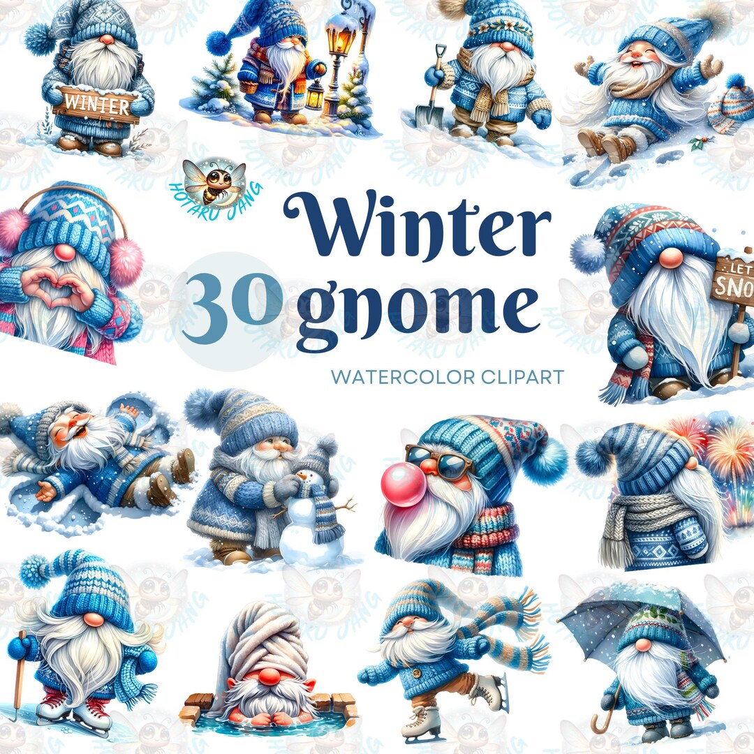 Winter Gnome Clipart, Gnome Clipart, Christmas Gnome Clipart, Winter ...