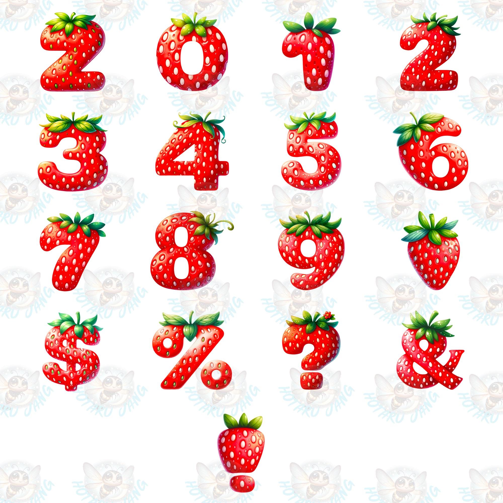 Strawberry Watercolor Alphabet & Numbers Clipart (digital Download) - Etsy